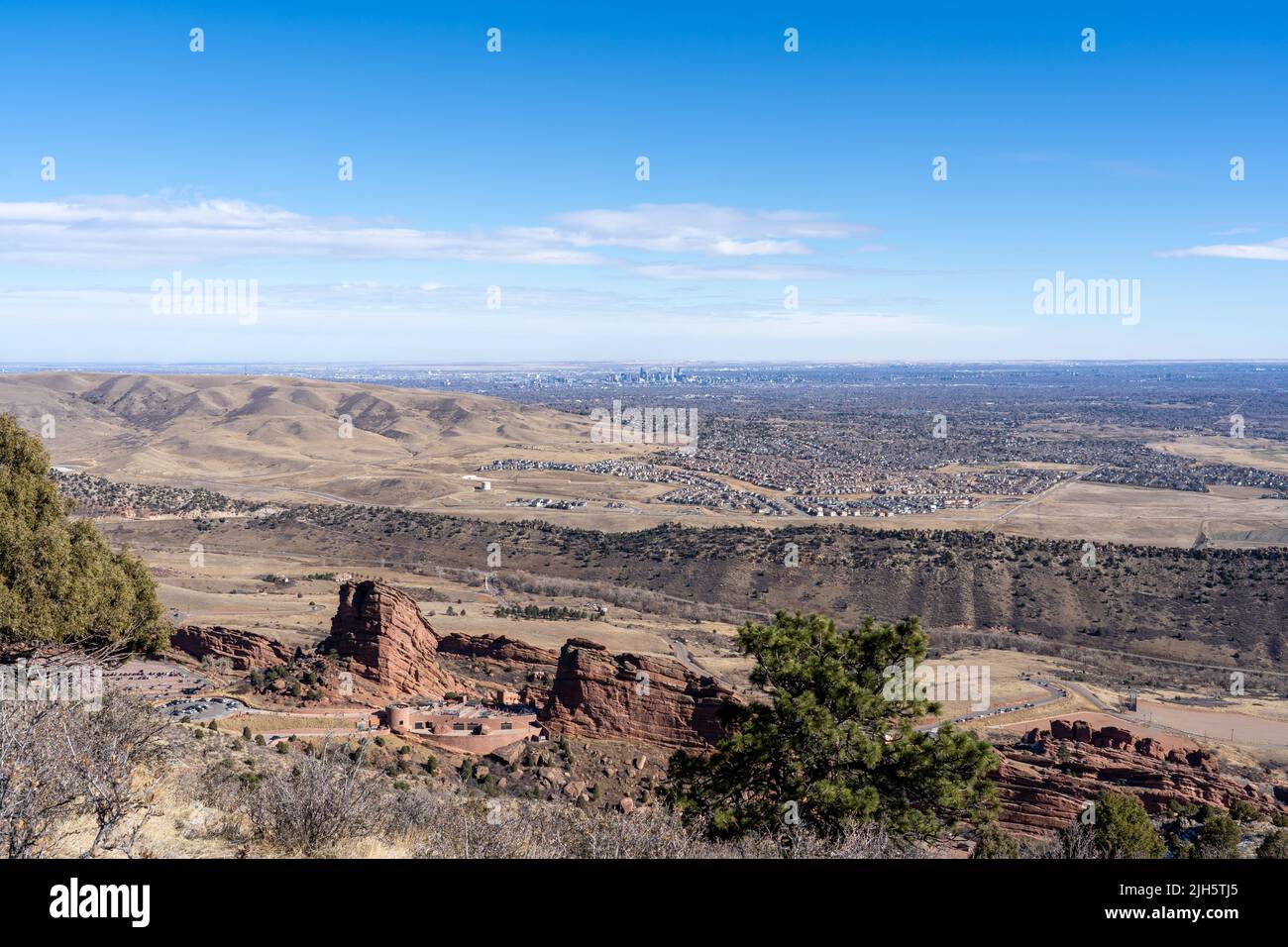 The view of Rod Rocks Amphitheater from Mount Morrison in Denver ...