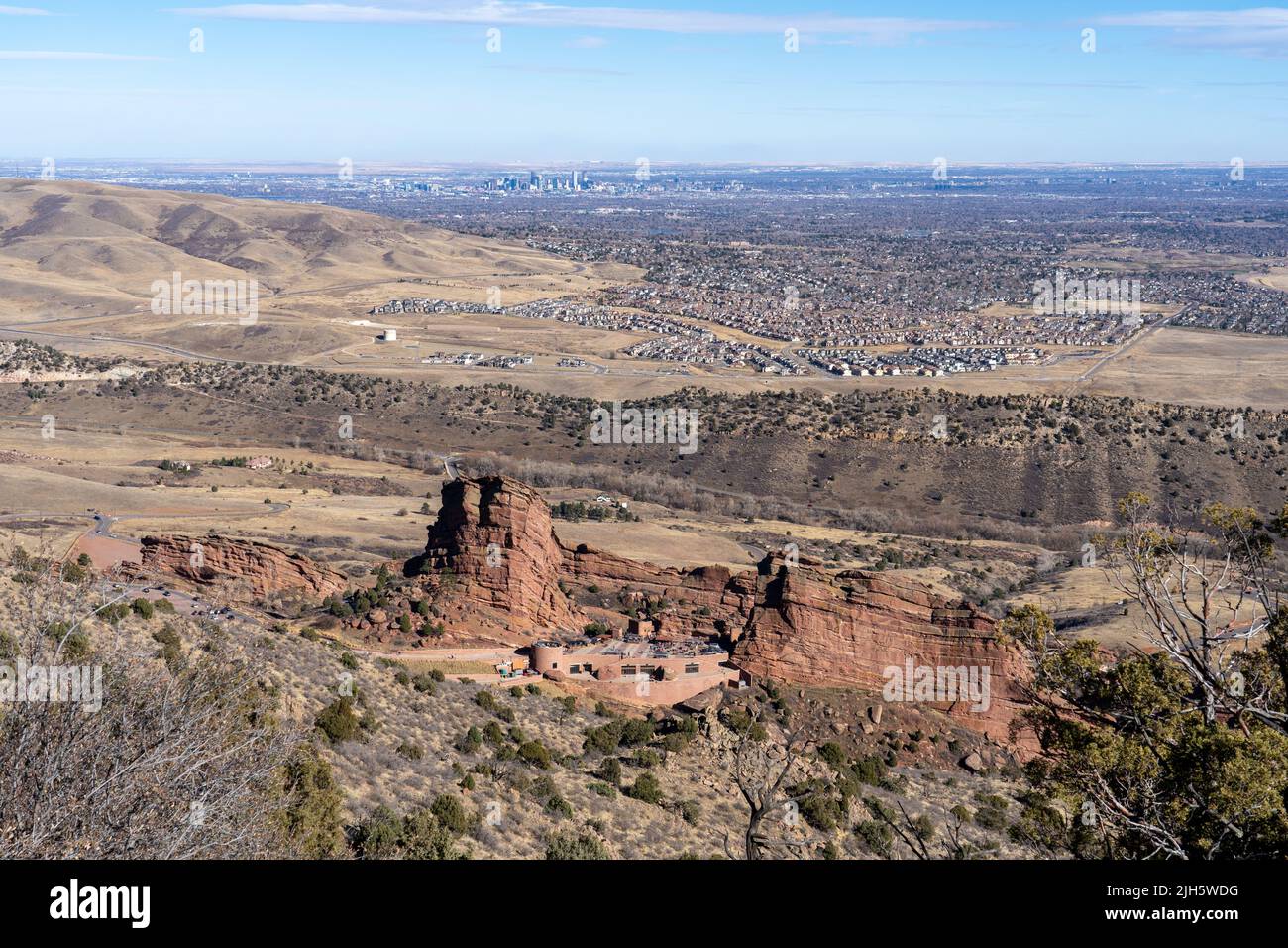The view of Rod Rocks Amphitheater from Mount Morrison in Denver ...