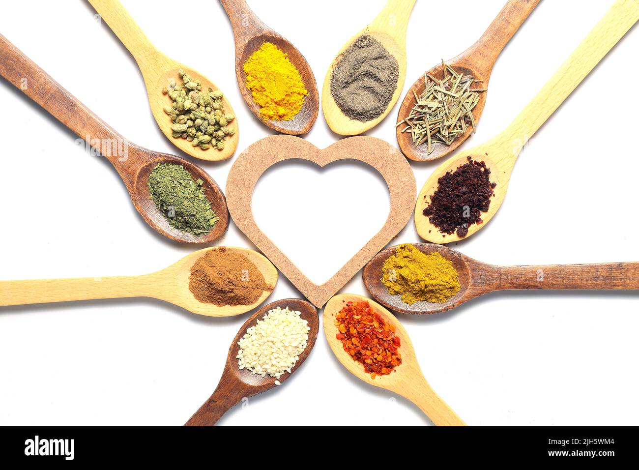 Different kind of spices on a white background. Oriental spices in ...