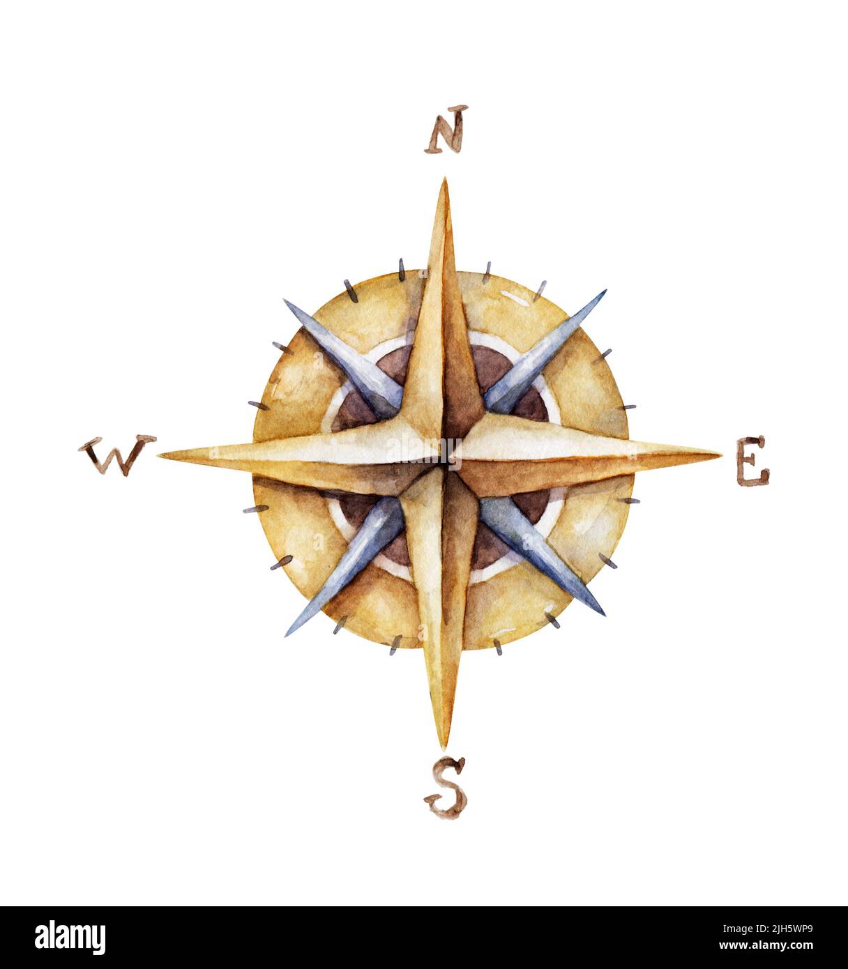 Compass watercolor. Peace, symbolism. Navigation, cardinal directions ...