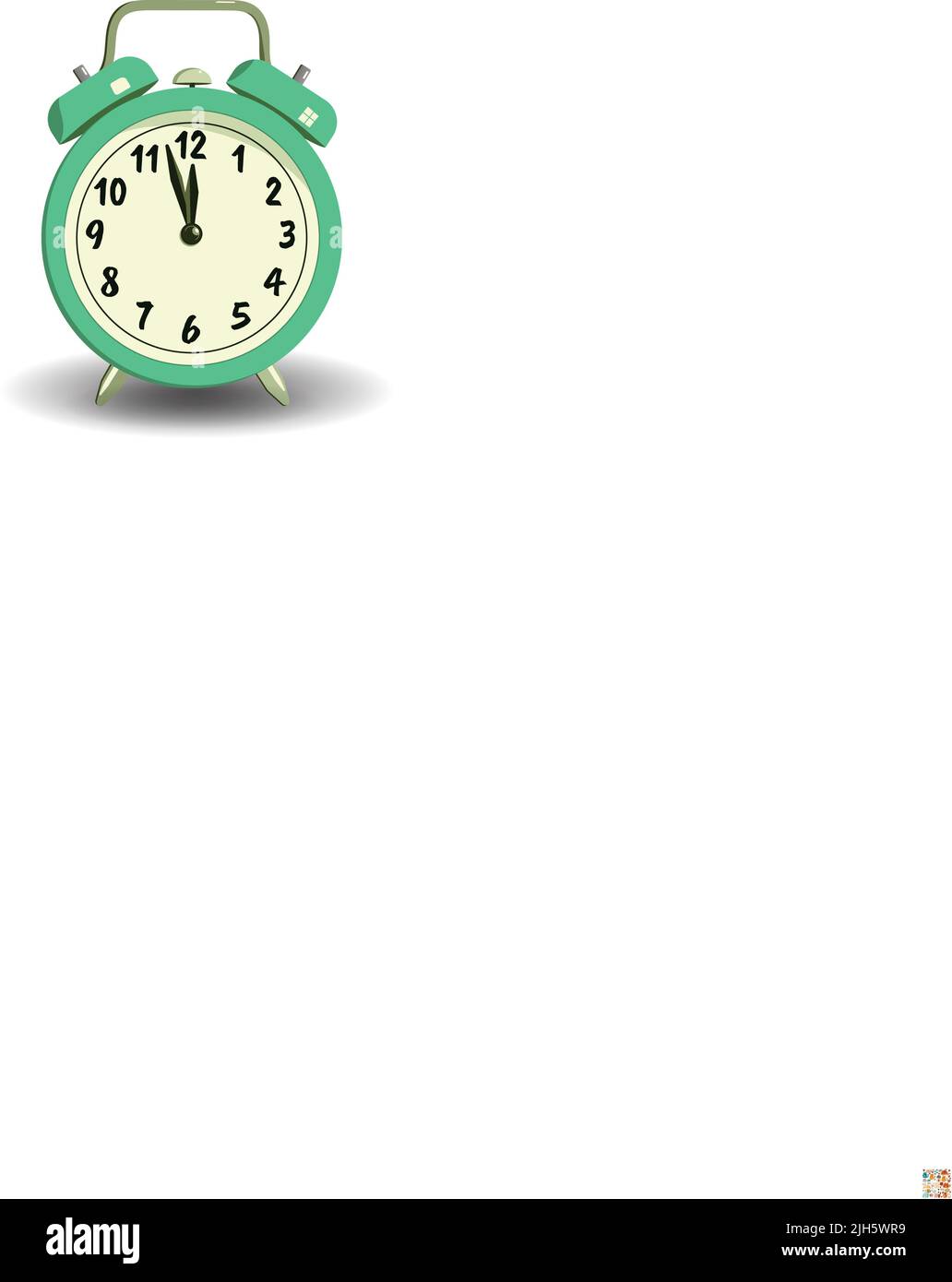 Red clock in vector design with morning alarm, numbers and arrows ...