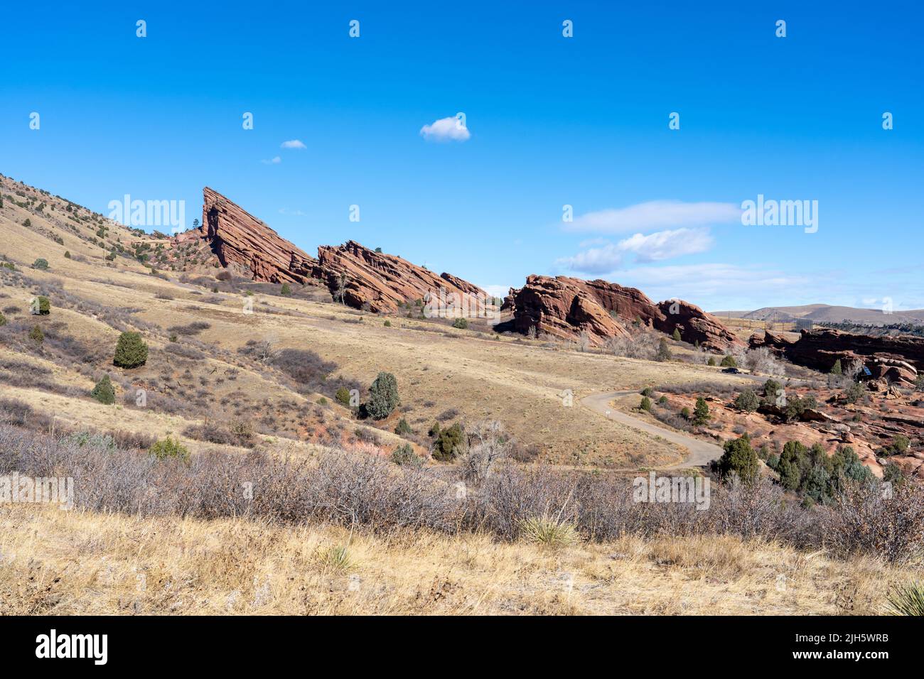 The view of Rod Rocks Amphitheater from Mount Morrison in Denver ...