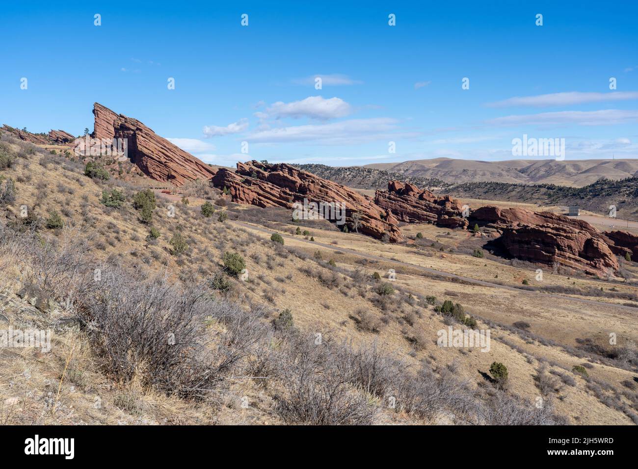 The view of Rod Rocks Amphitheater from Mount Morrison in Denver ...