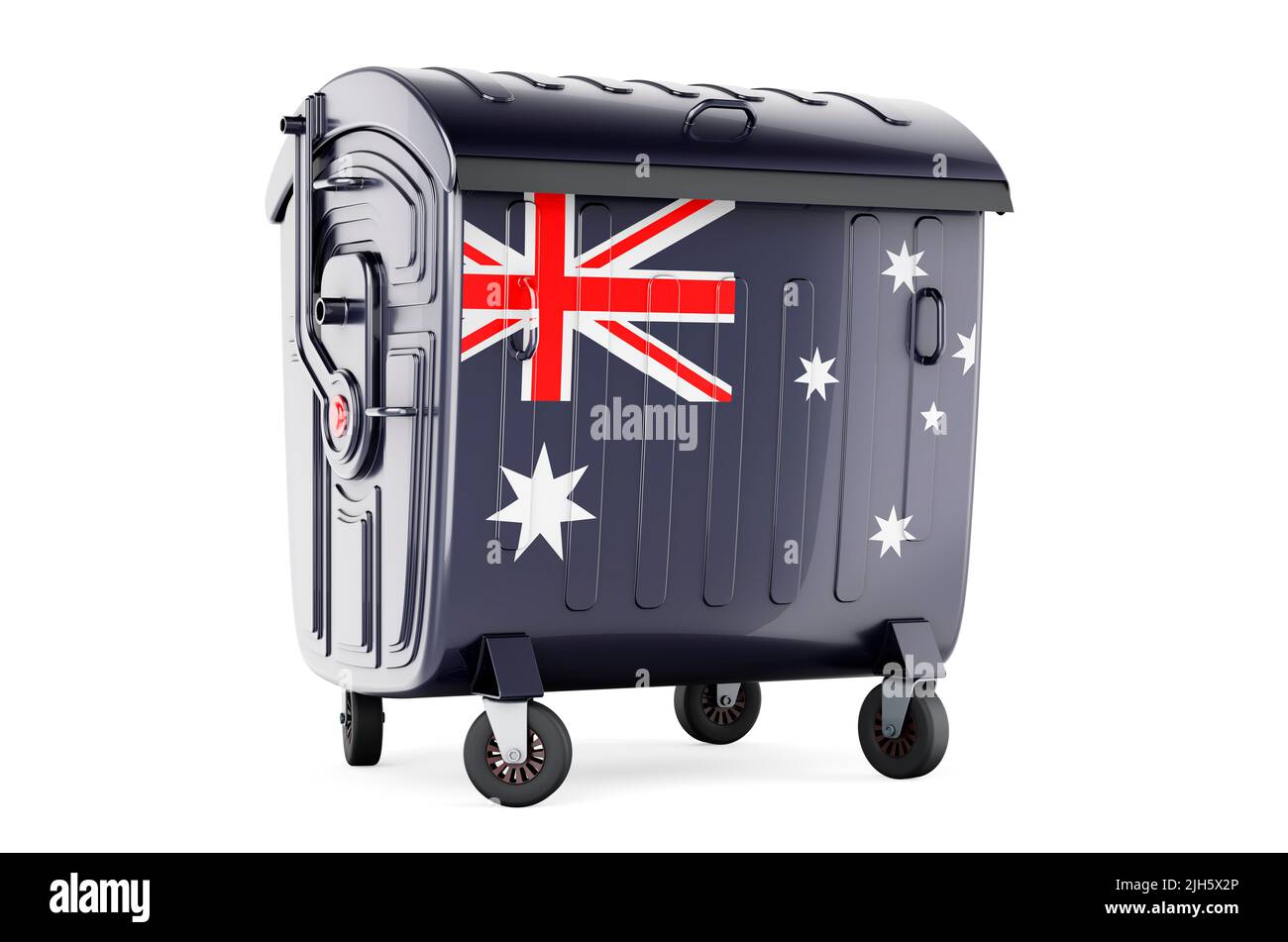 Garbage container with Australian flag, 3D rendering isolated on white ...