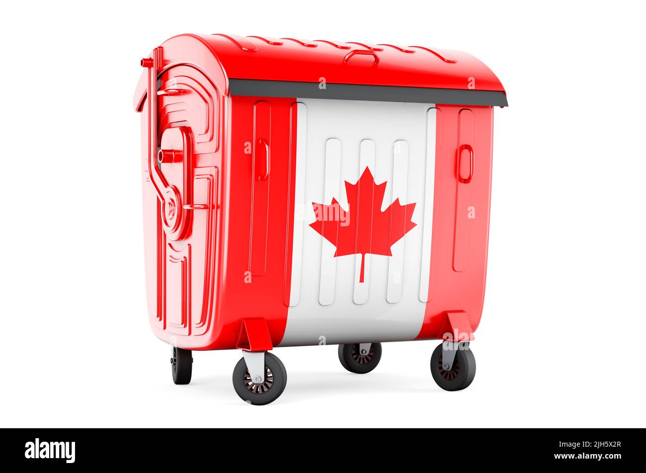 Garbage container with Canadian flag, 3D rendering isolated on white ...