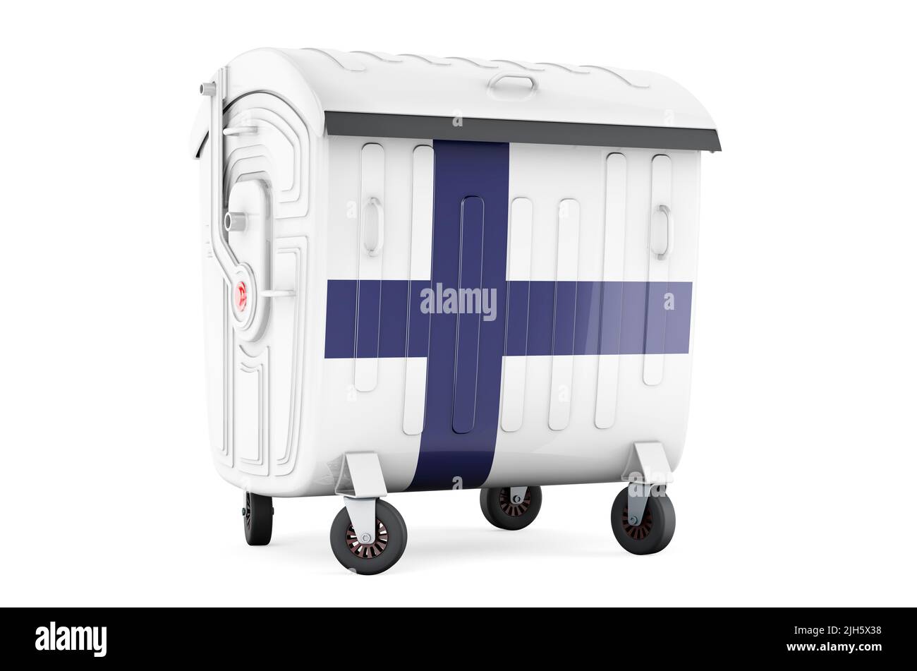 Garbage container with Finnish flag, 3D rendering isolated on white ...