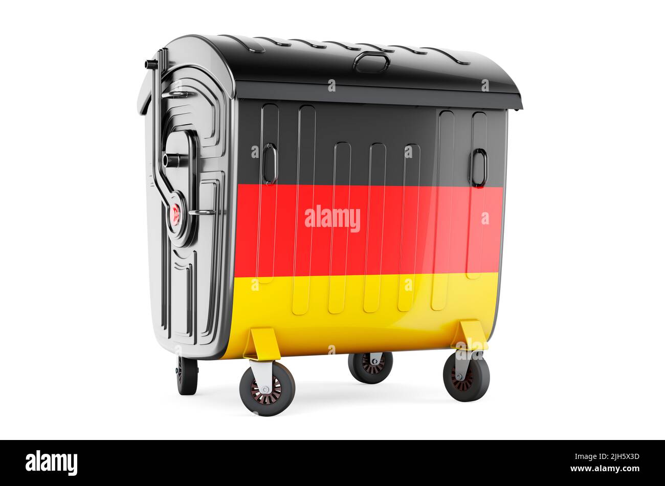 Garbage container with German flag, 3D rendering isolated on white ...