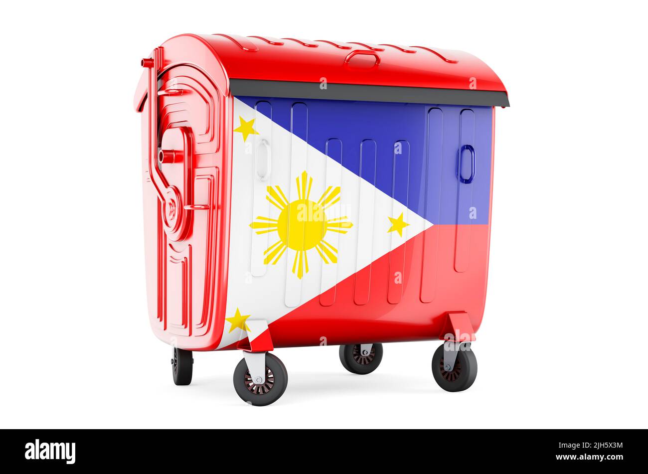 Garbage container with Filipino flag, 3D rendering isolated on white ...