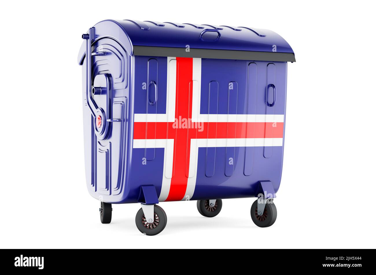 Garbage container with Icelandic flag, 3D rendering isolated on white ...