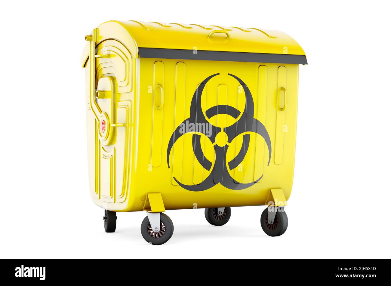 Garbage container with biohazard symbol, 3D rendering isolated on white ...