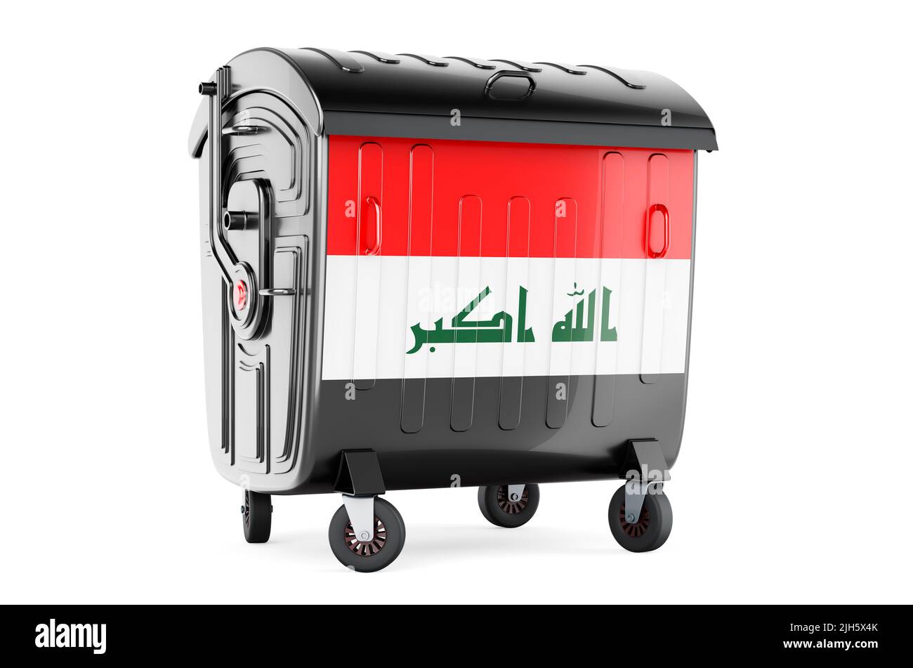 Garbage container with Iraqi flag, 3D rendering isolated on white ...