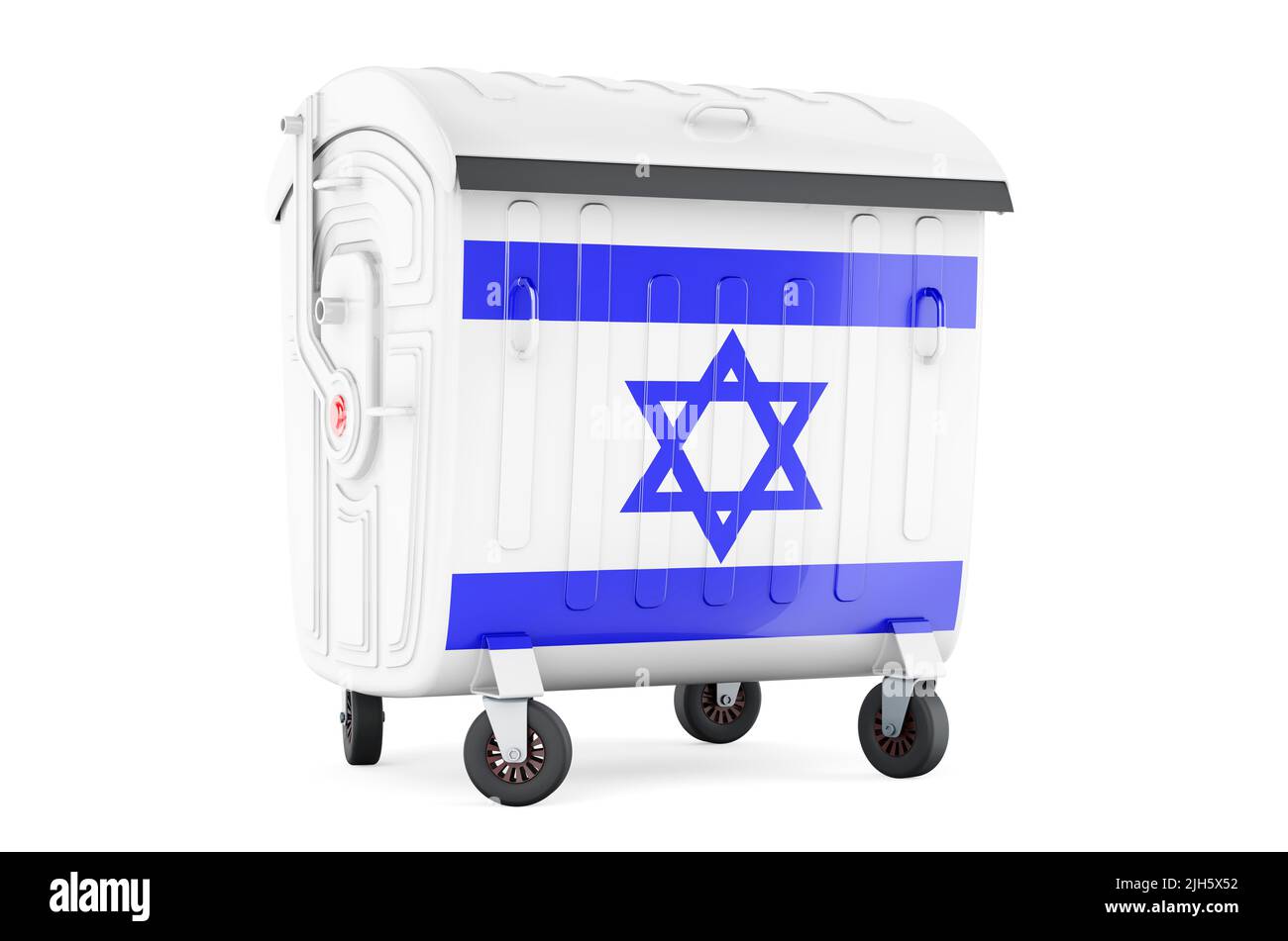 Garbage container with Israeli flag, 3D rendering isolated on white ...