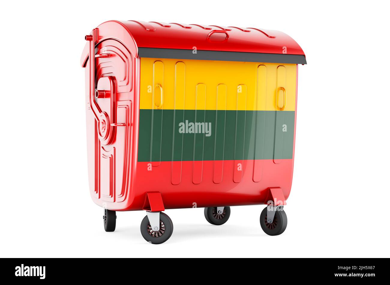 Garbage container with Lithuanian flag, 3D rendering isolated on white ...