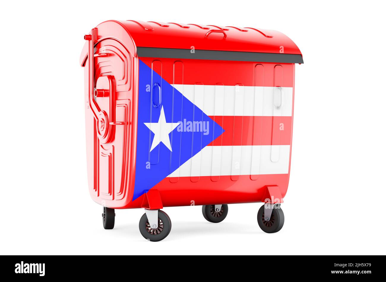 Garbage container with Puerto Rican flag, 3D rendering isolated on ...