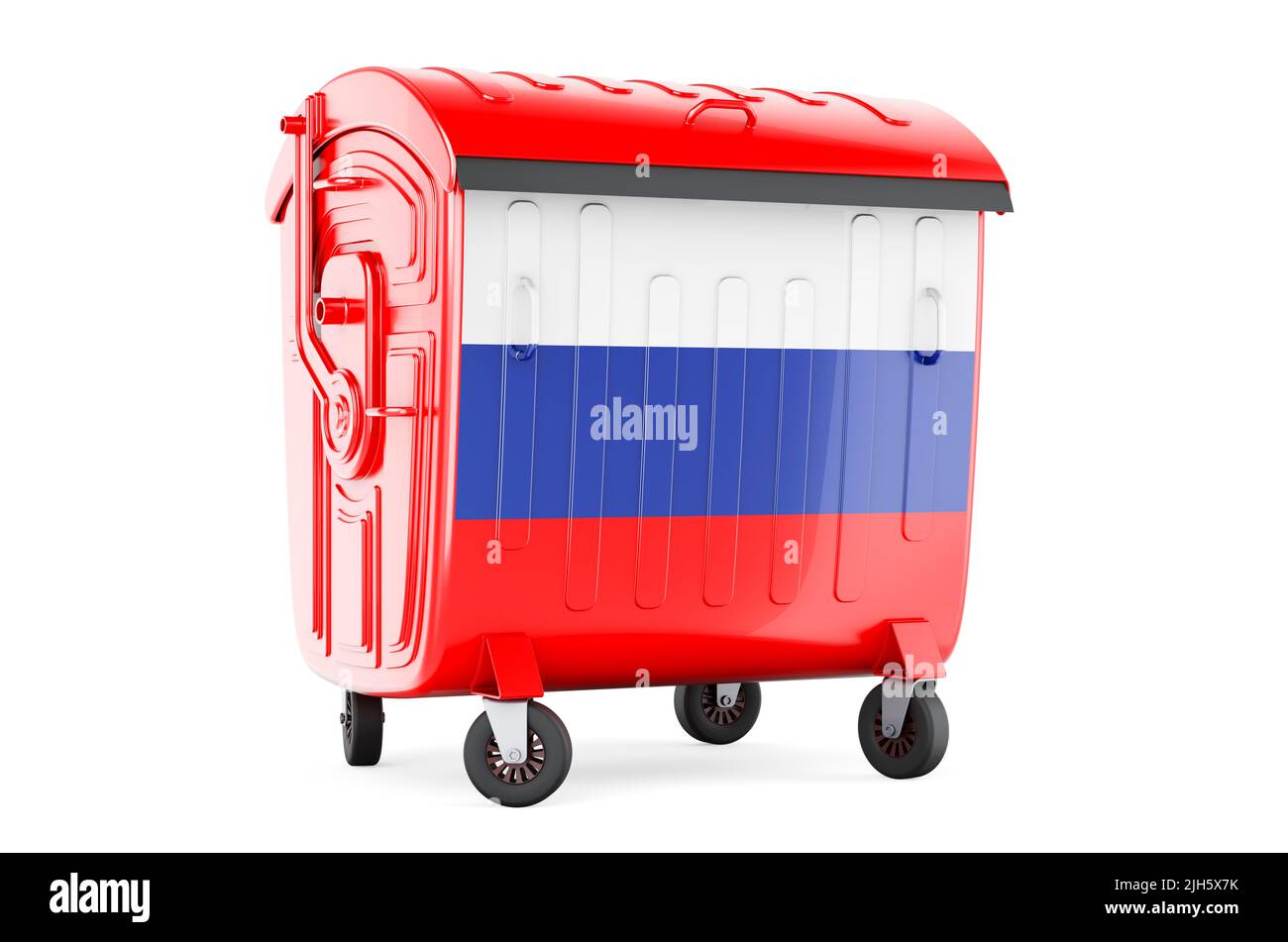 Garbage container with Russian flag, 3D rendering isolated on white ...