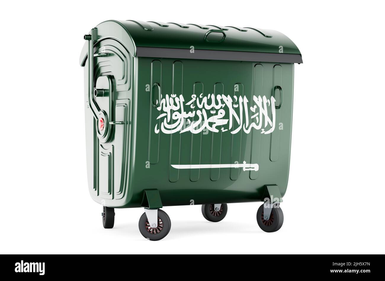 Garbage container with Saudi Arabian flag, 3D rendering isolated on ...