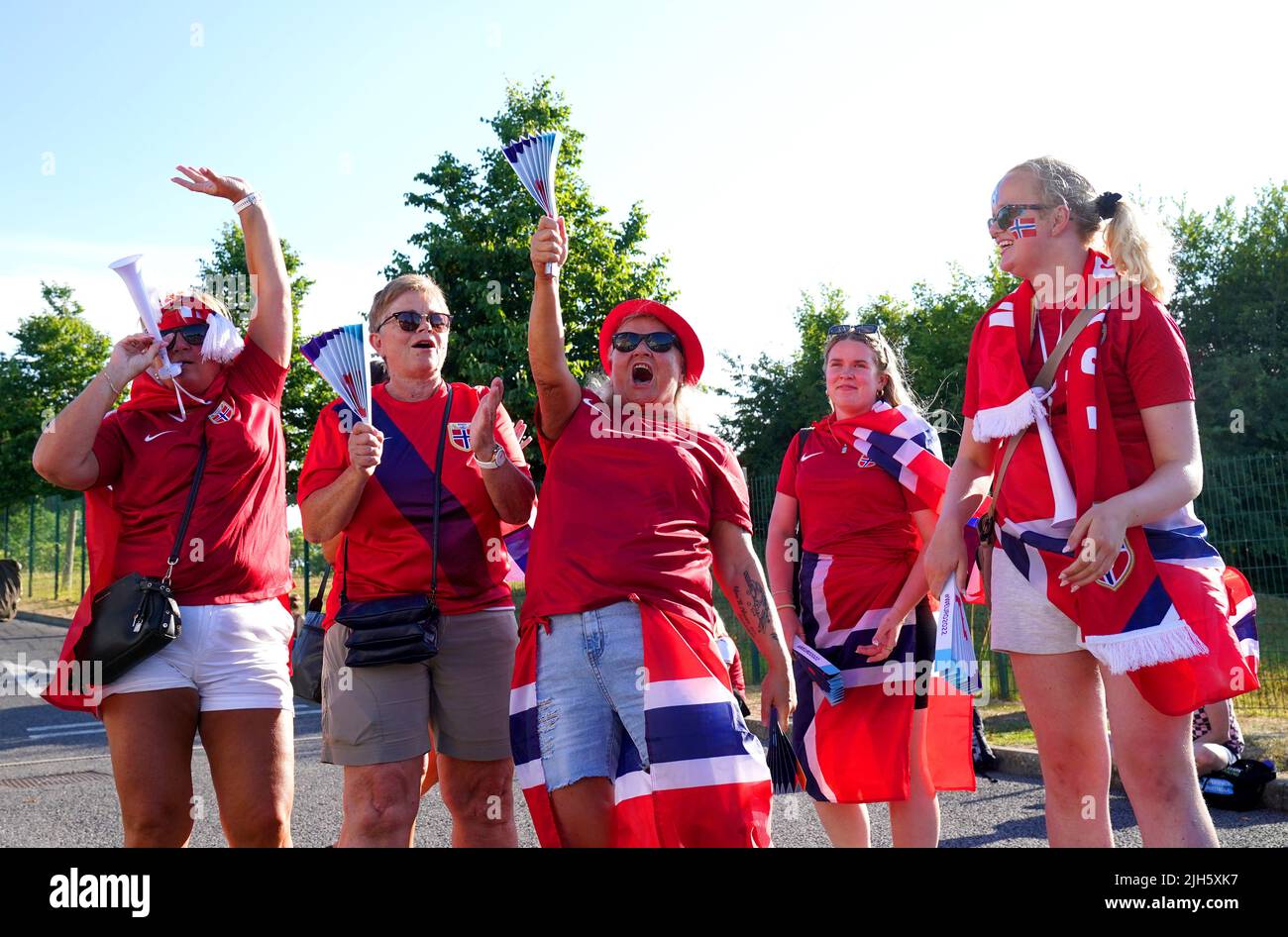 Norway fans arrive ahead of the UEFA Women's Euro 2022 Group A match at ...