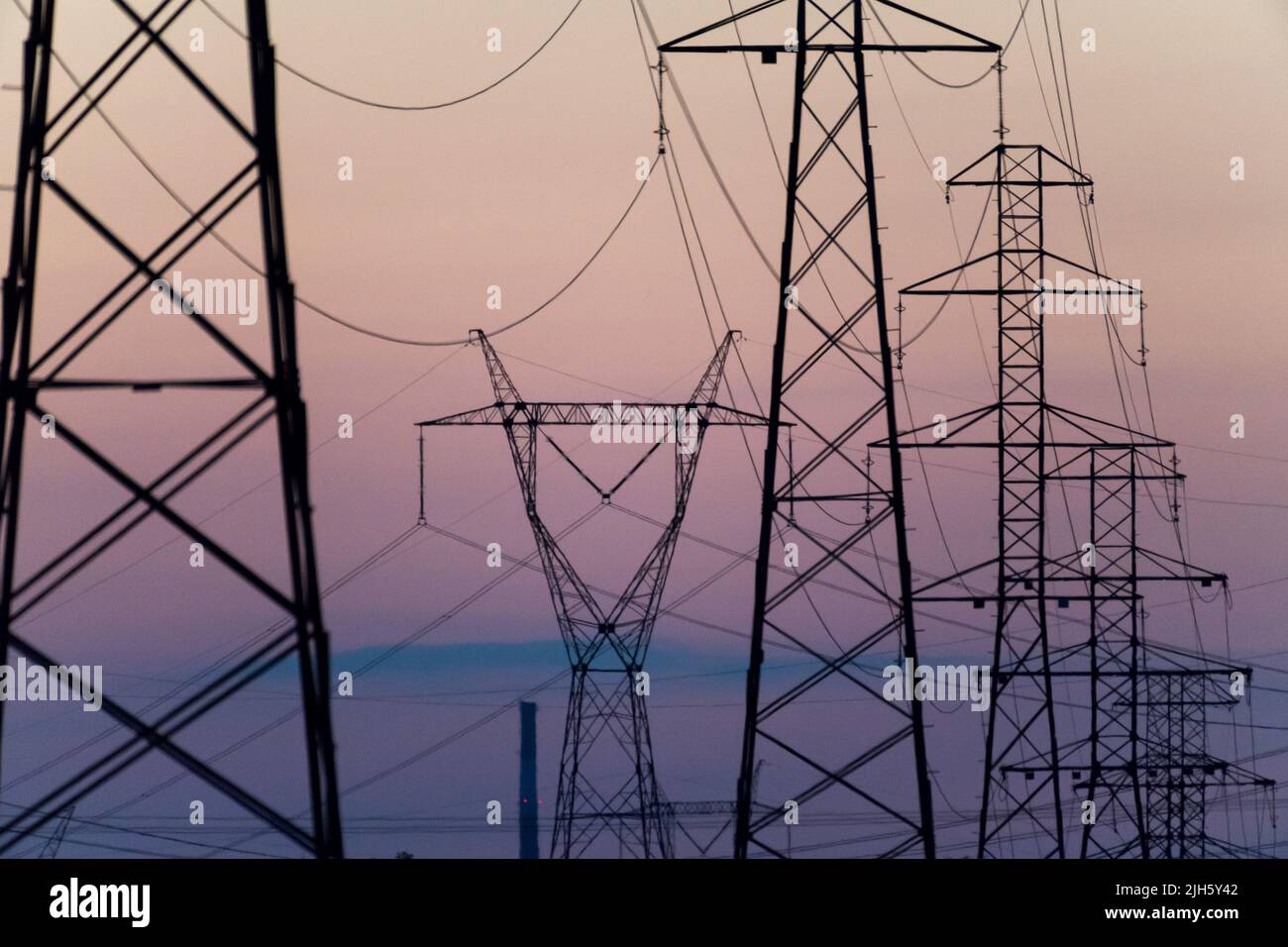 High voltage power lines in Gdansk, Poland © Wojciech Strozyk / Alamy ...