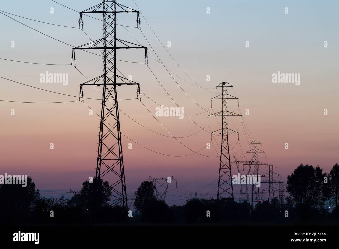 High voltage power lines in Gdansk, Poland © Wojciech Strozyk / Alamy ...