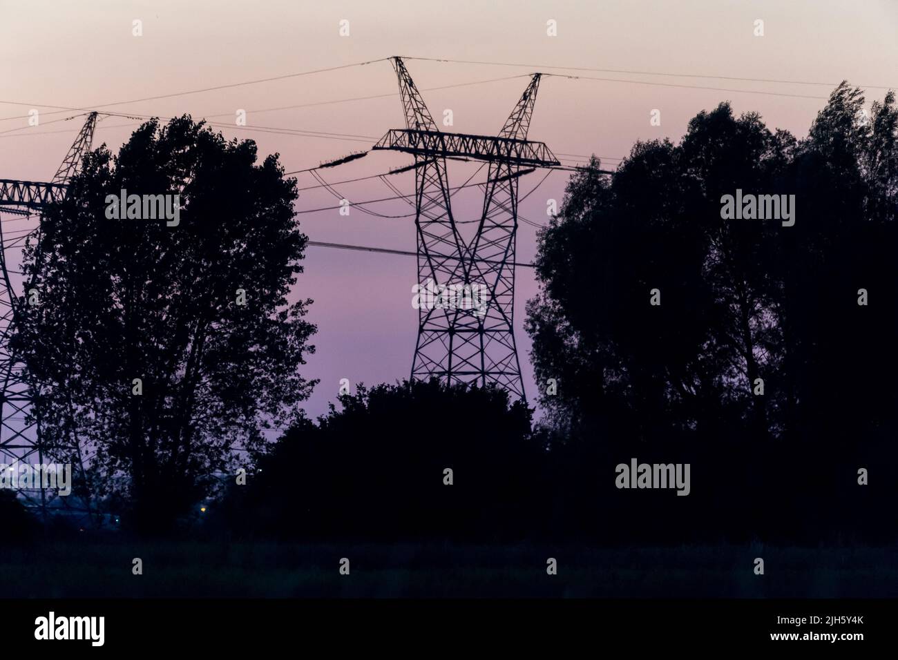 High voltage power lines in Gdansk, Poland © Wojciech Strozyk / Alamy ...