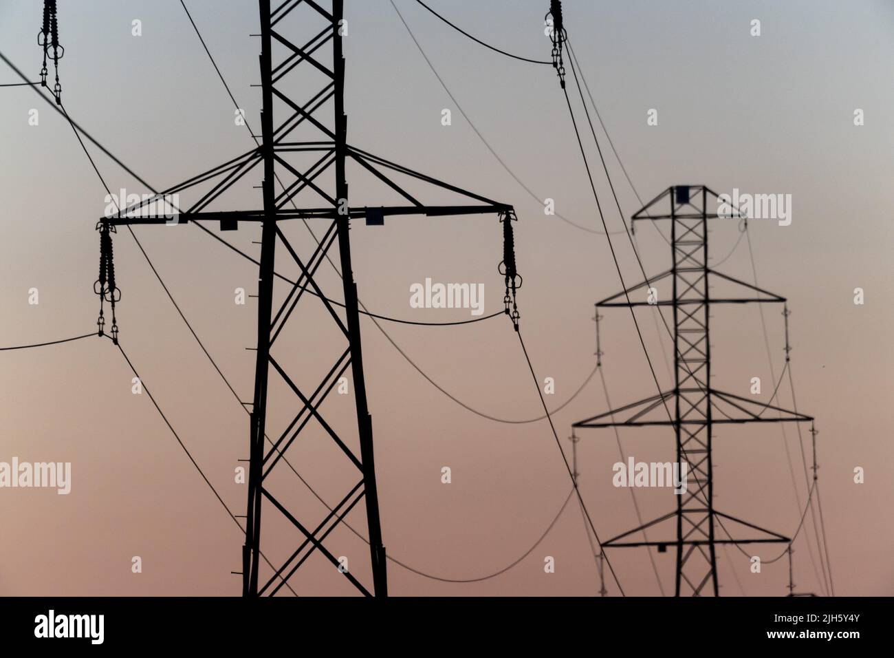 High voltage power lines in Gdansk, Poland © Wojciech Strozyk / Alamy ...