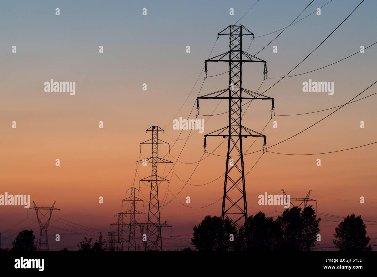 High voltage power lines in Gdansk, Poland © Wojciech Strozyk / Alamy ...
