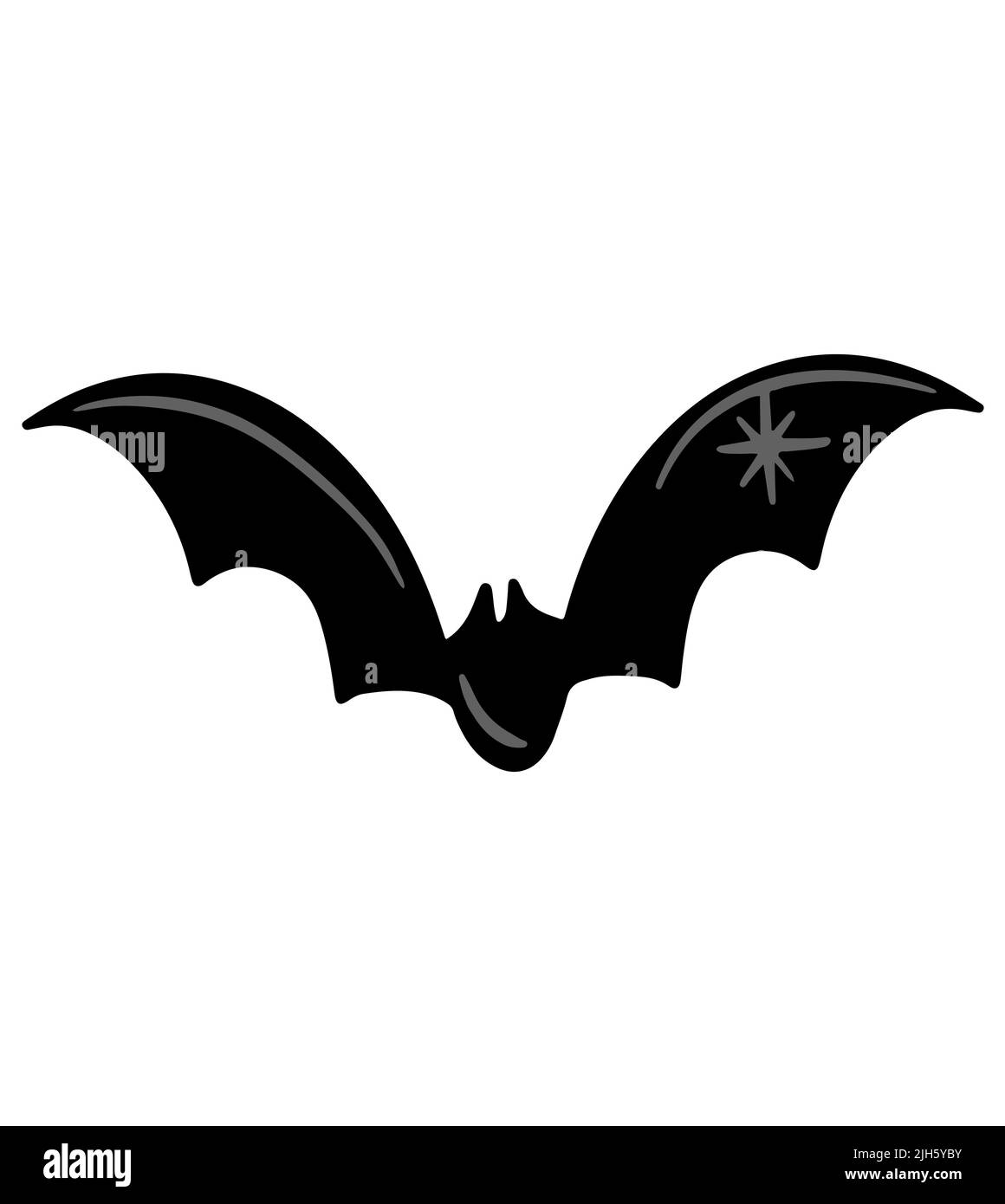Cute black bat vector icon. Creepy halloween sticker in flat style ...