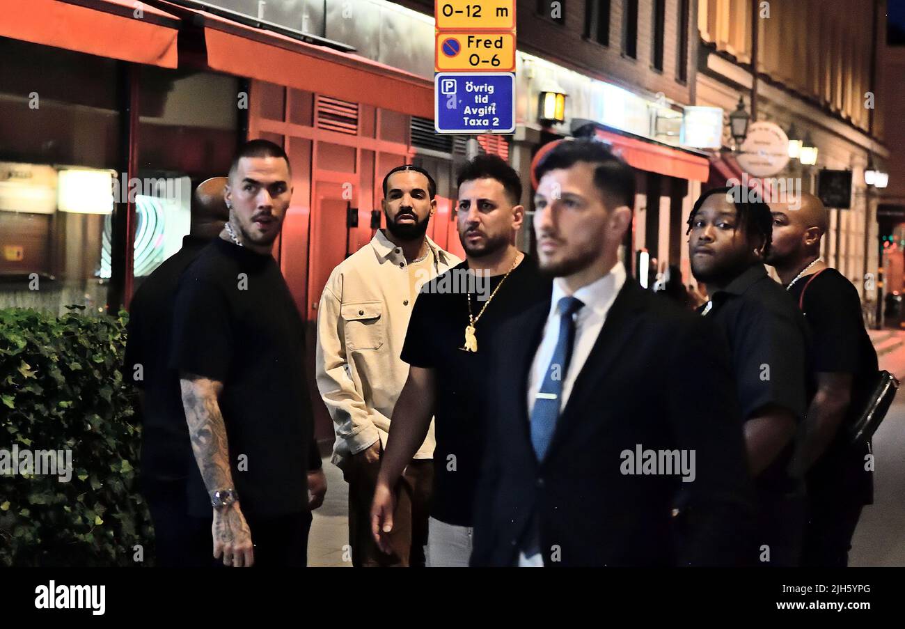 Artist Drake with entourage on Biblioteksgatan, Stockholm, Sweden 13 ...