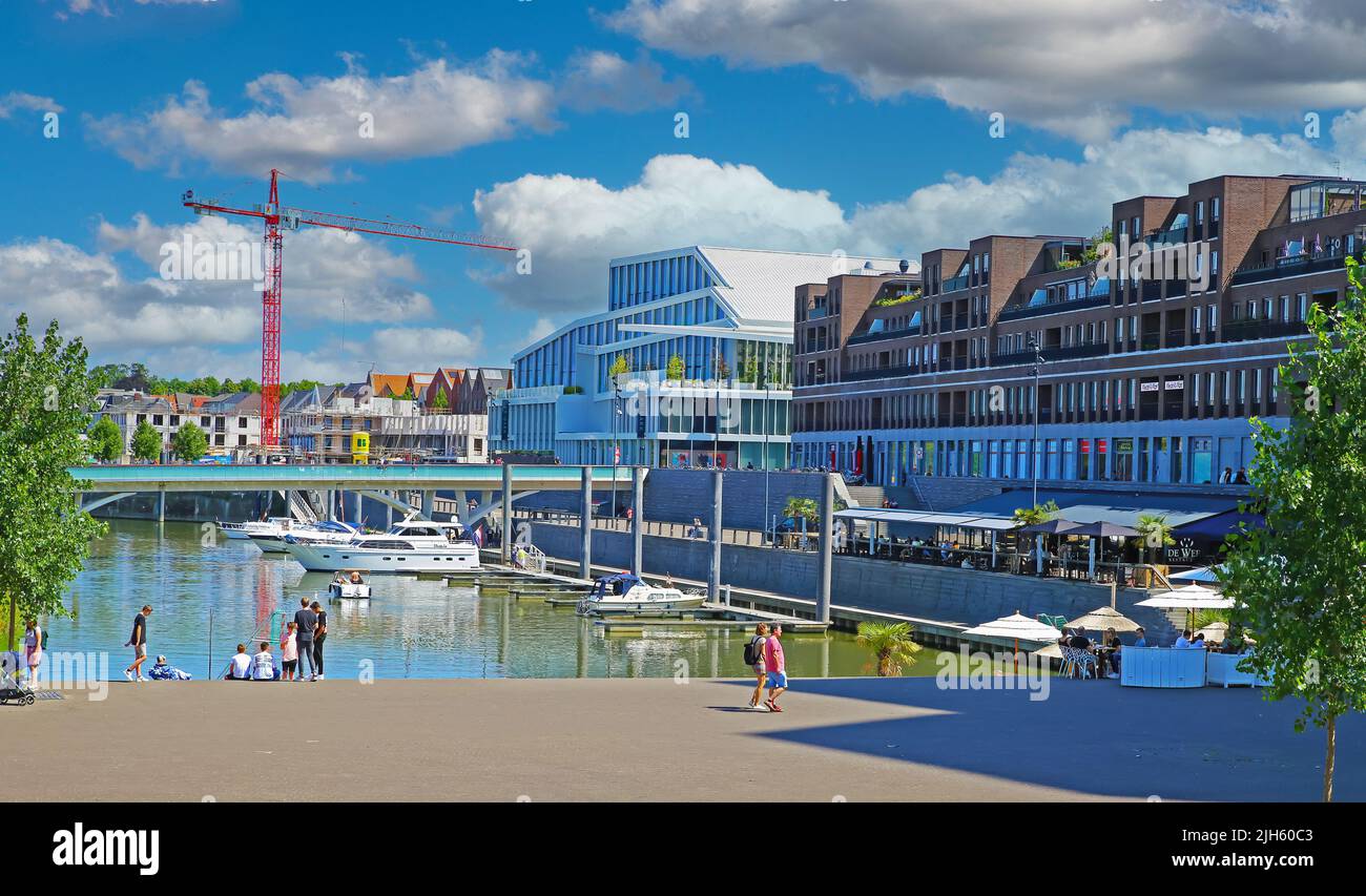 Venlo, Netherlands - July 9. 2022: View on modern dutch city harbor ...