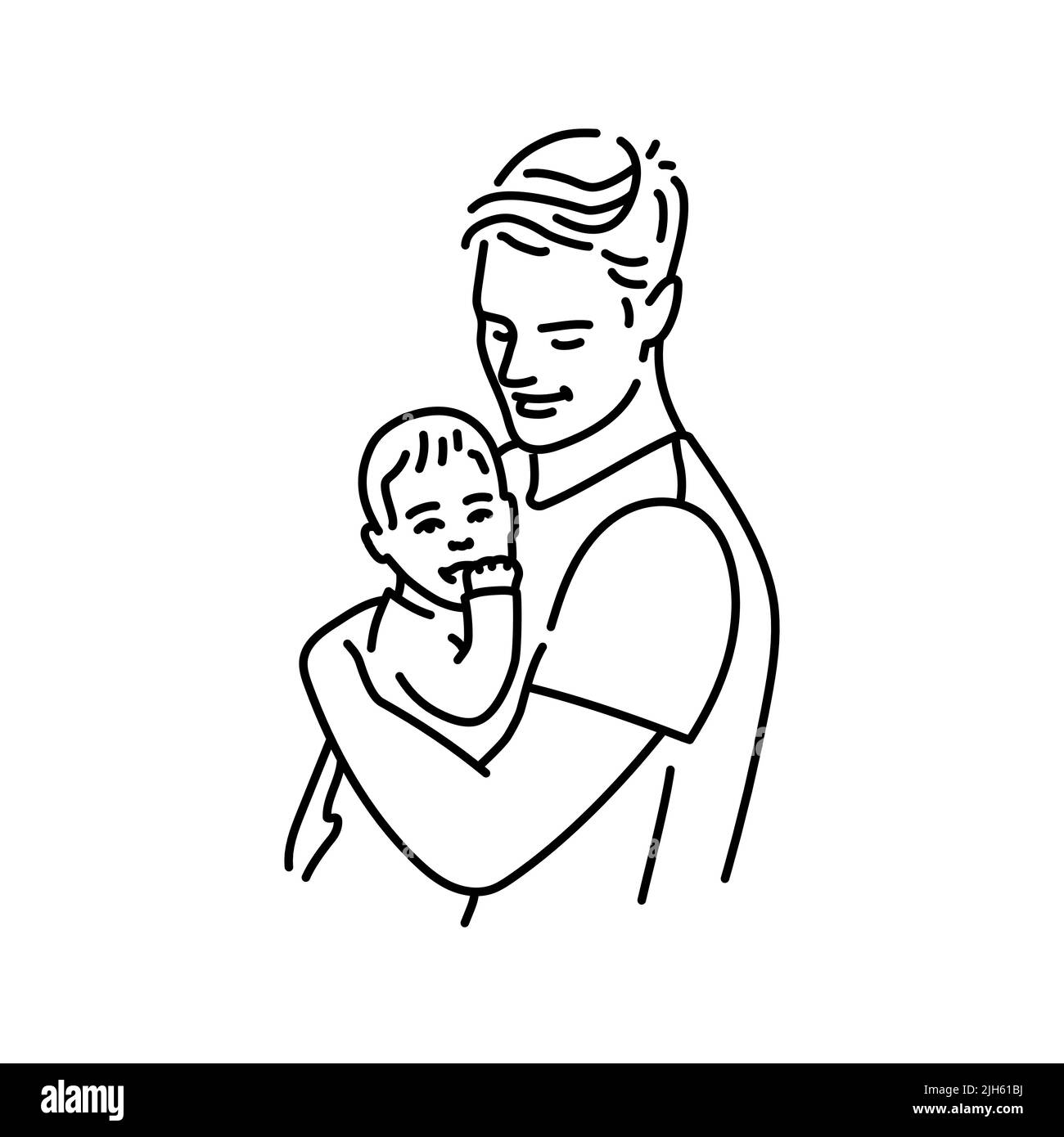 Father with baby color line illustration Stock Vector Image & Art - Alamy