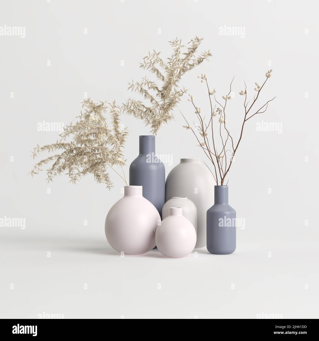 3d illustration of set decorative vase inside isolated on white ...