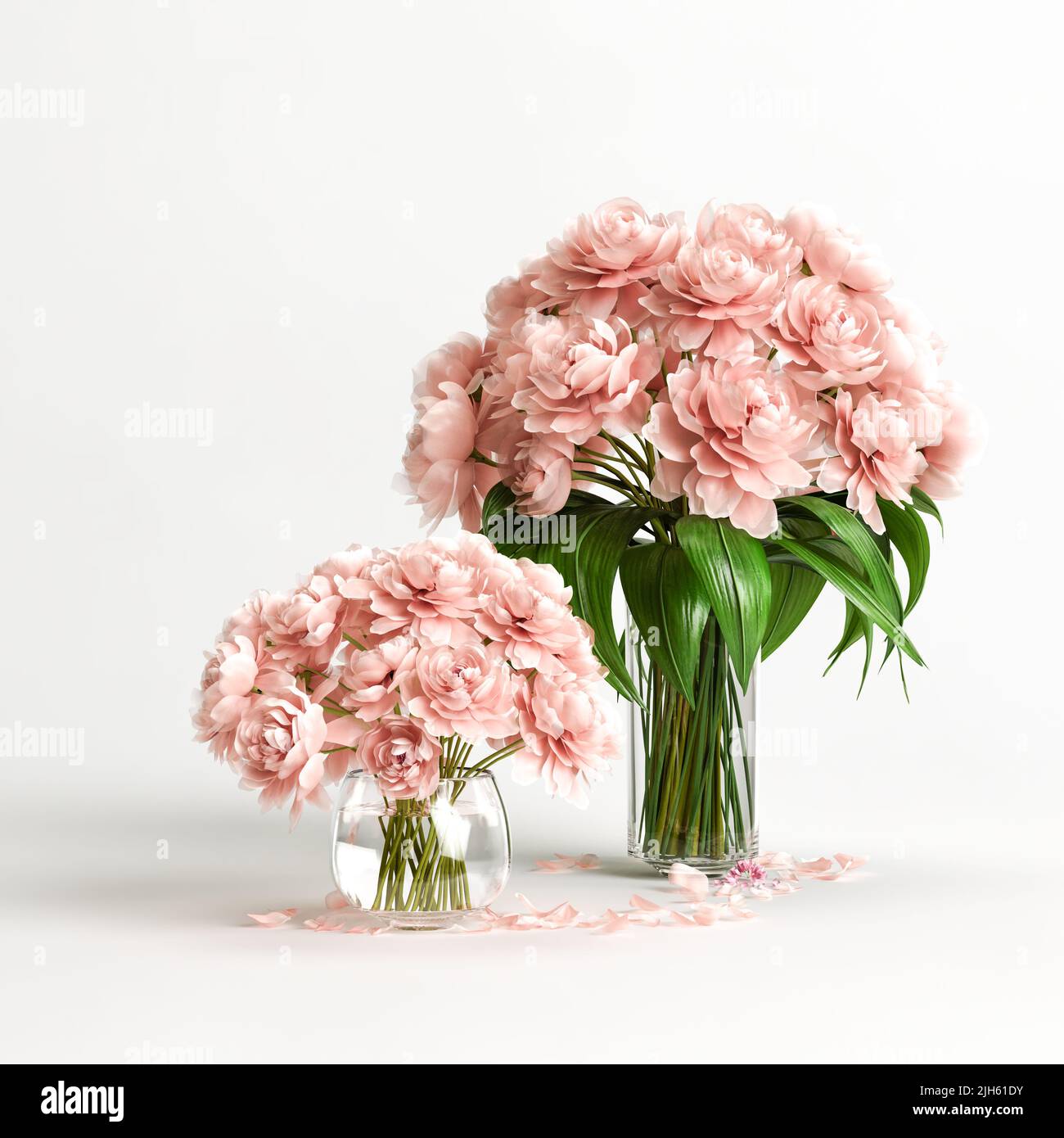 3d illustration of set decorative flower vase inside isolated on white ...