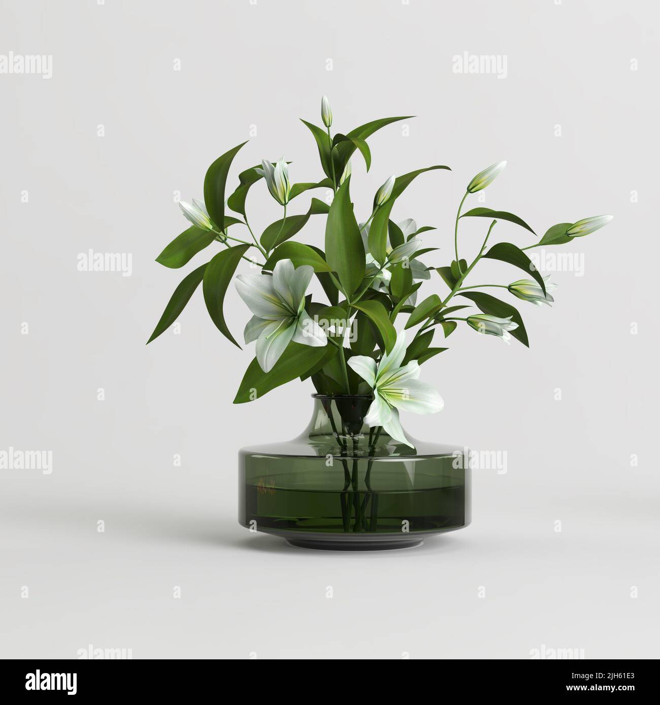 3d illustration of decorative flower vase inside isolated on white ...