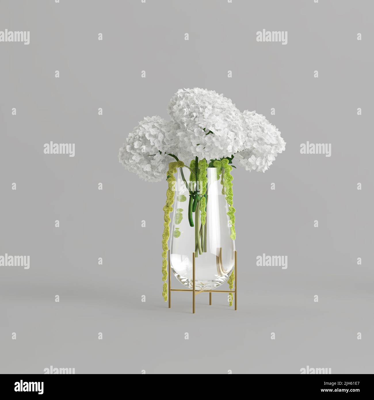 3d illustration of decorative flower vase inside isolated on white ...