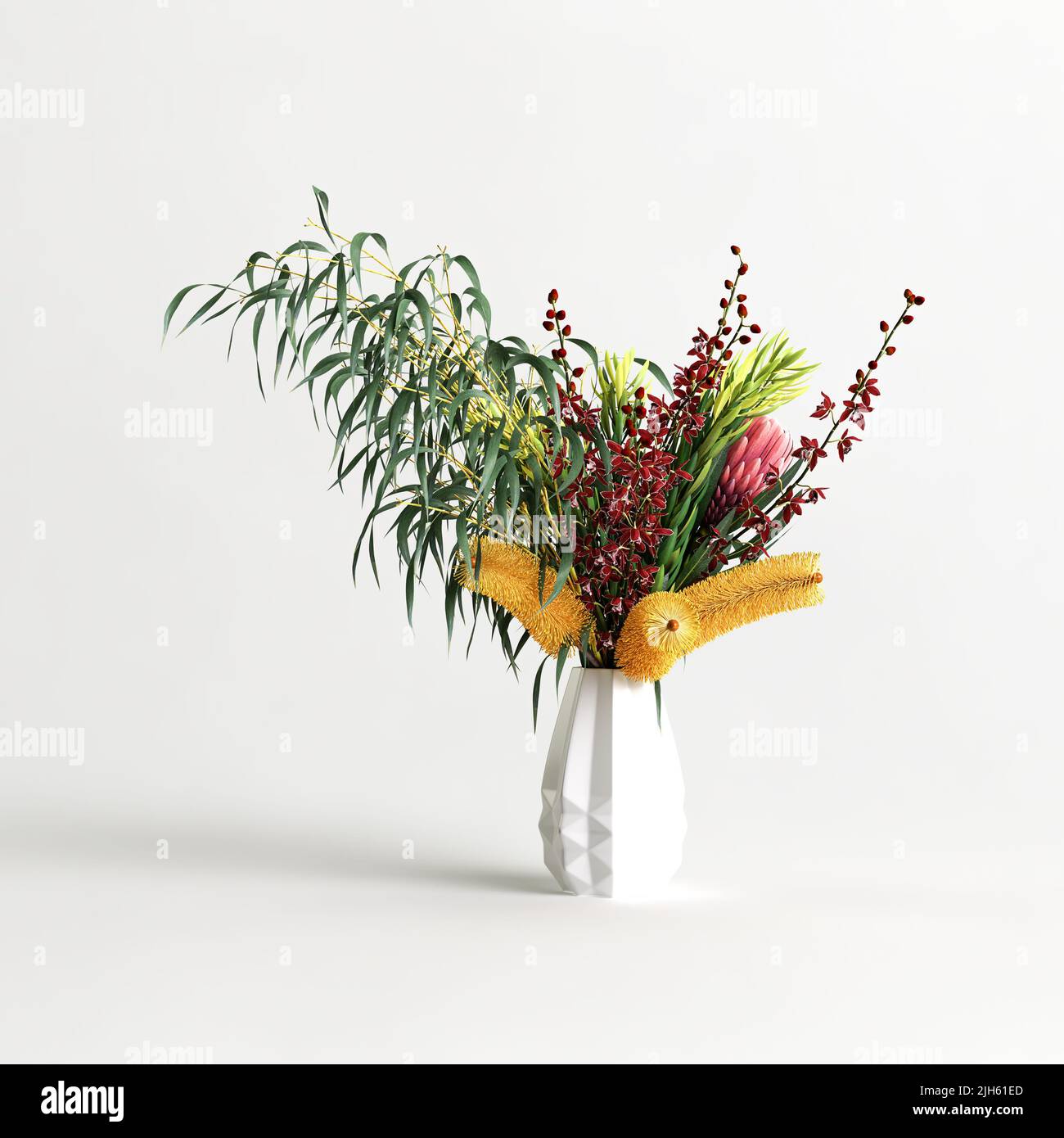 3d illustration of decorative flower vase inside isolated on white ...