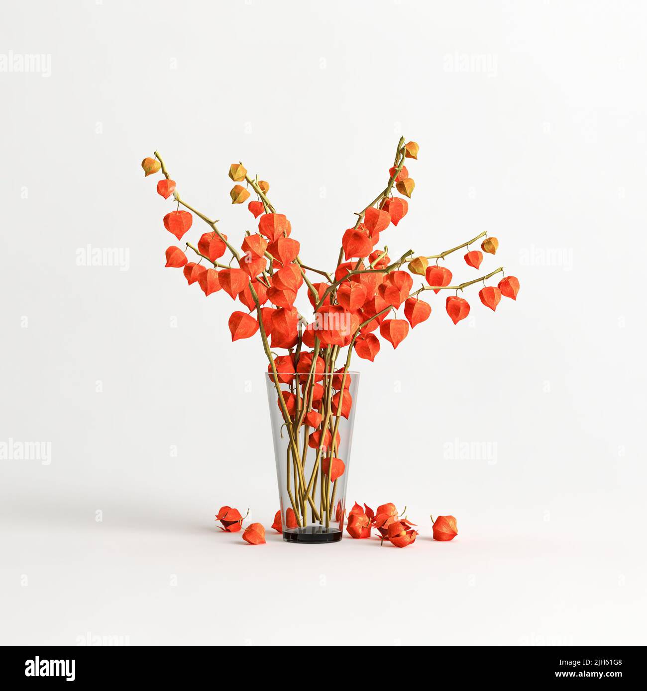 3d illustration of decorative flower vase inside isolated on white ...