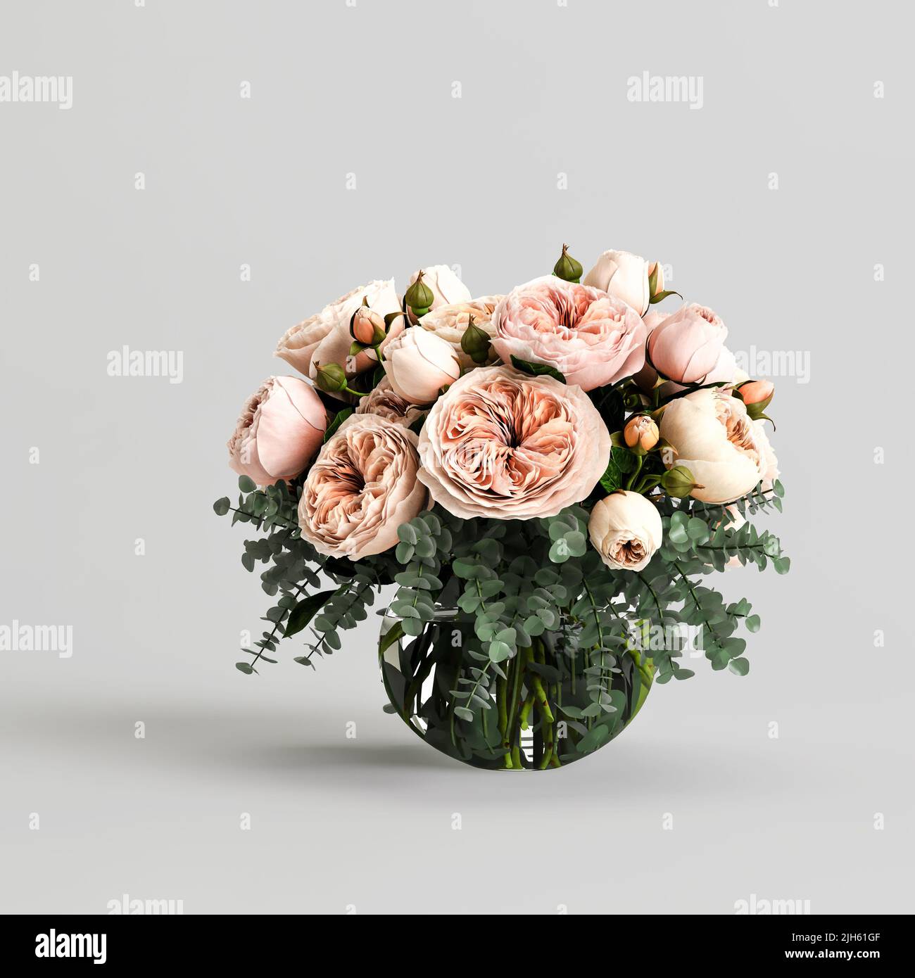3d illustration of decorative flower vase inside isolated on white ...