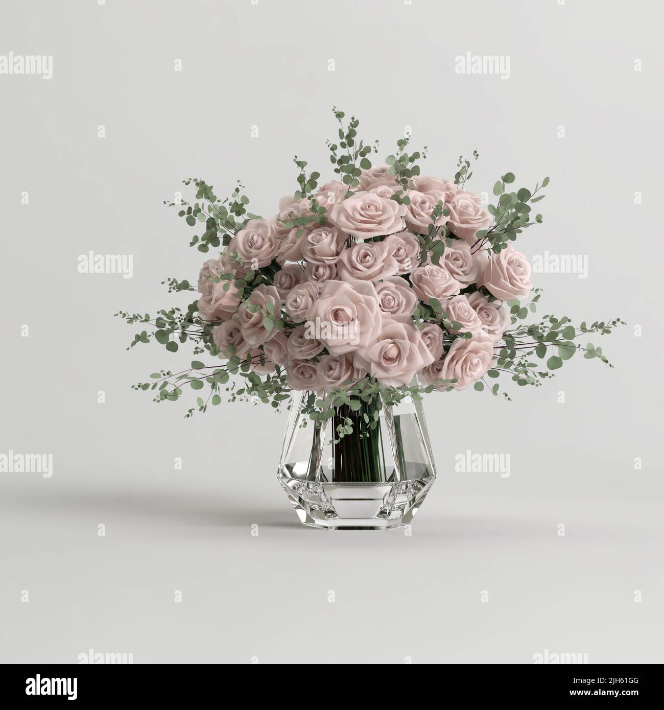 3d illustration of decorative flower vase inside isolated on white ...