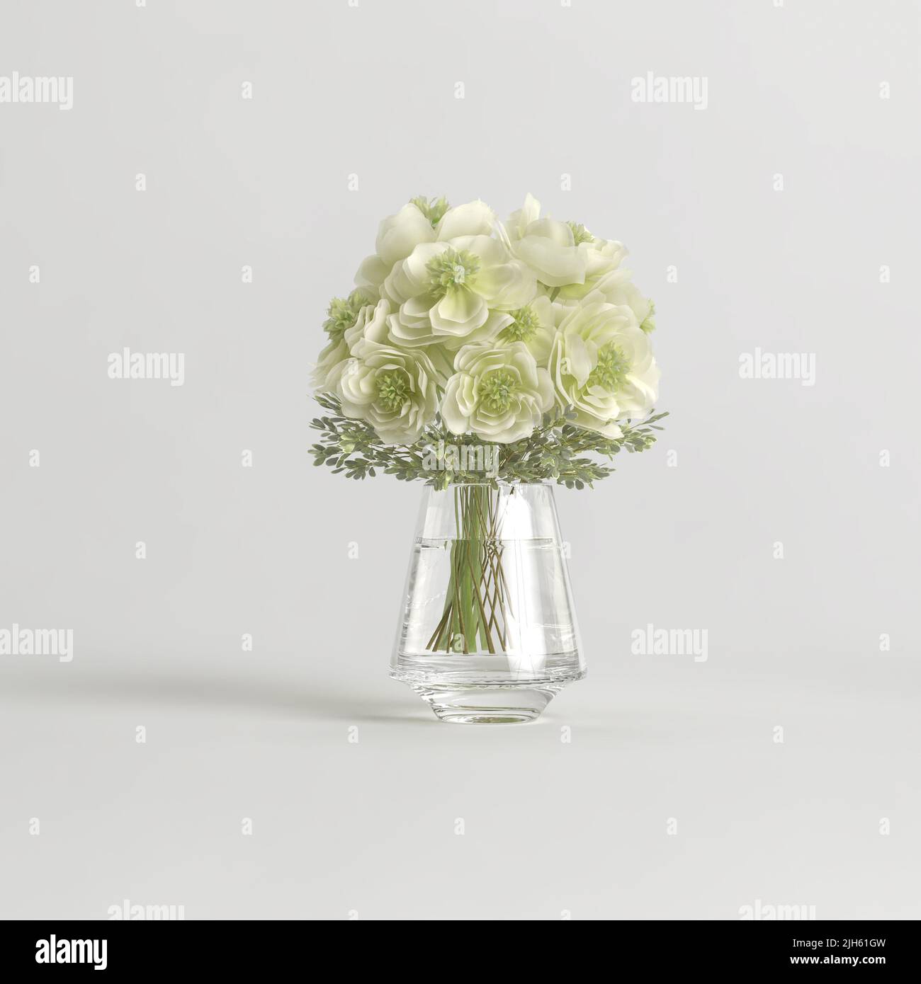 3d illustration of decorative flower vase inside isolated on white ...