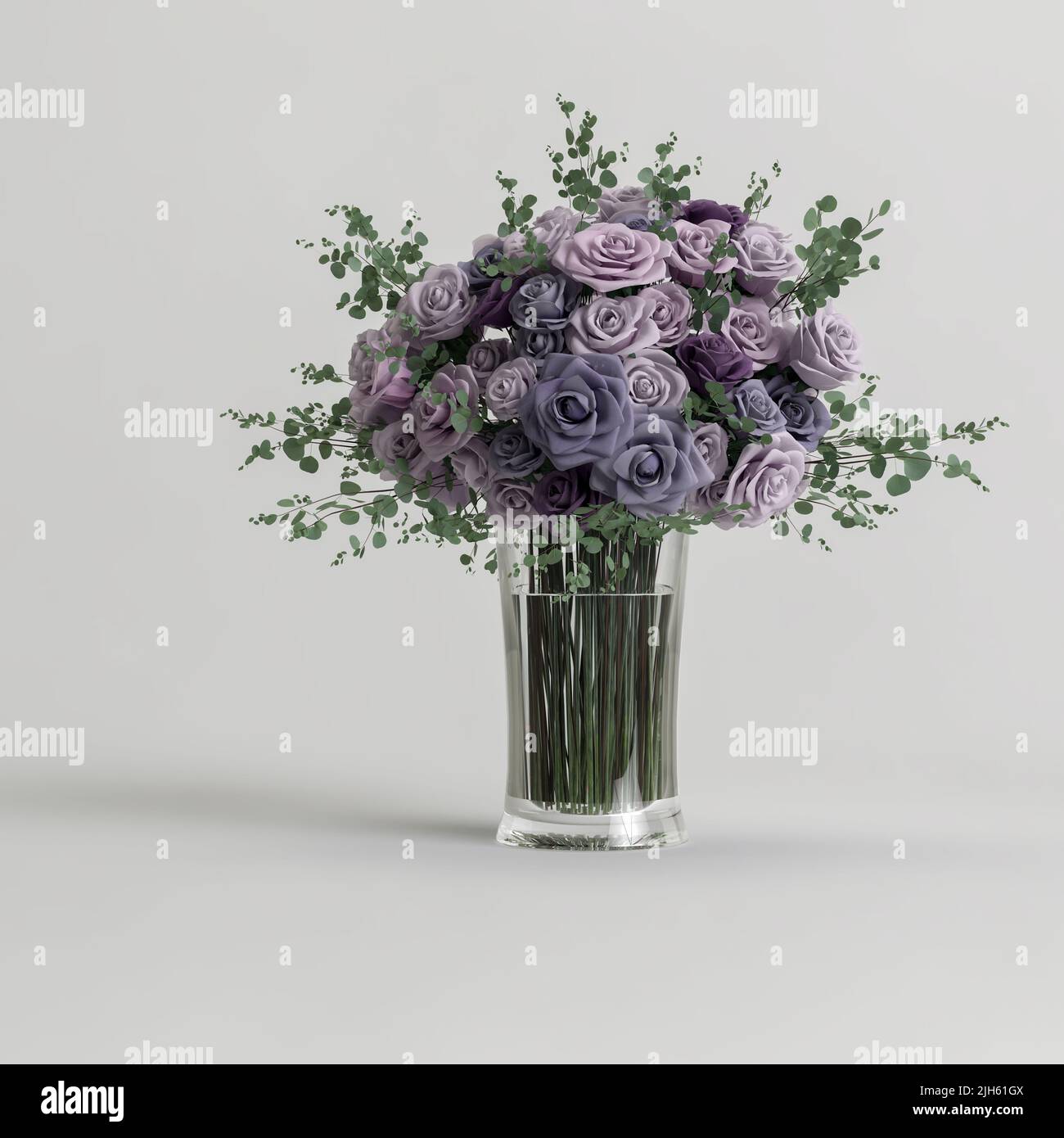 3d illustration of decorative flower vase inside isolated on white ...