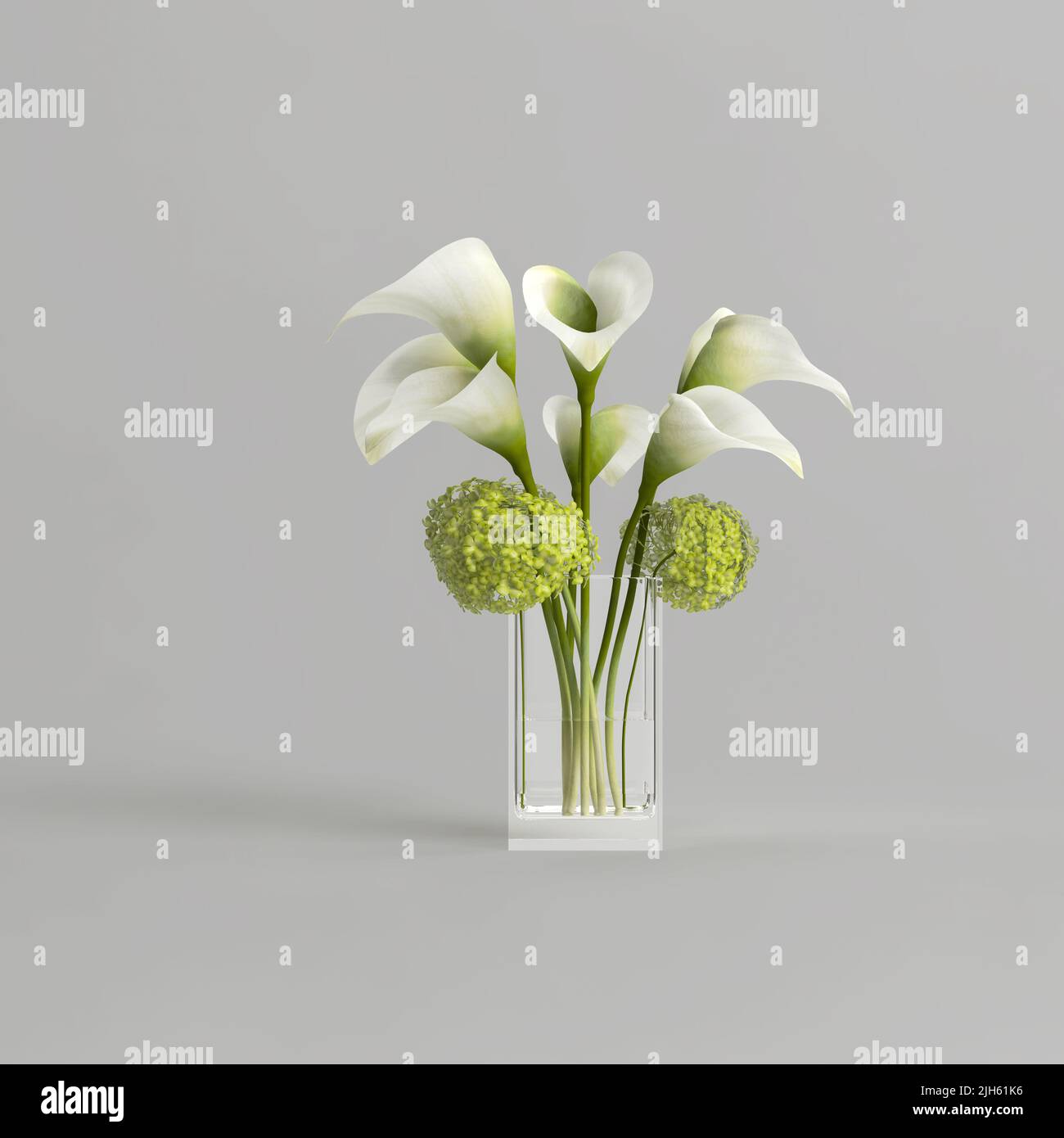 3d illustration of decorative flower vase inside isolated on white ...