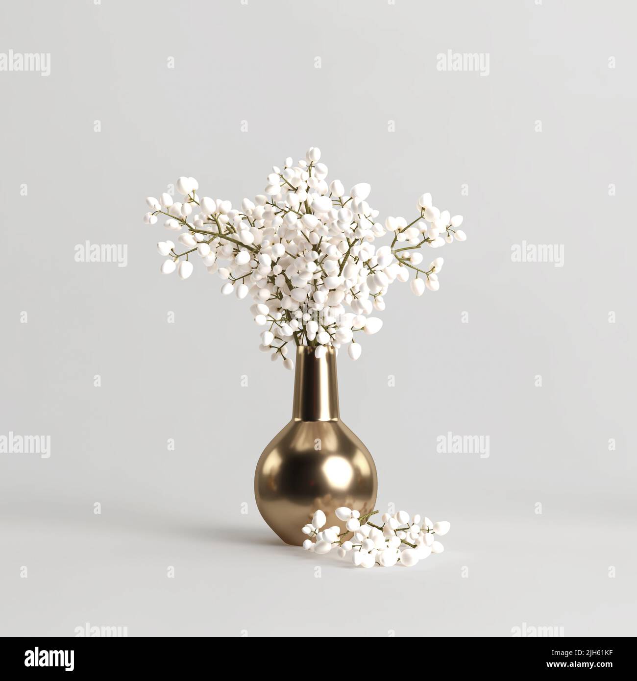 3d illustration of decorative flower vase inside isolated on white ...