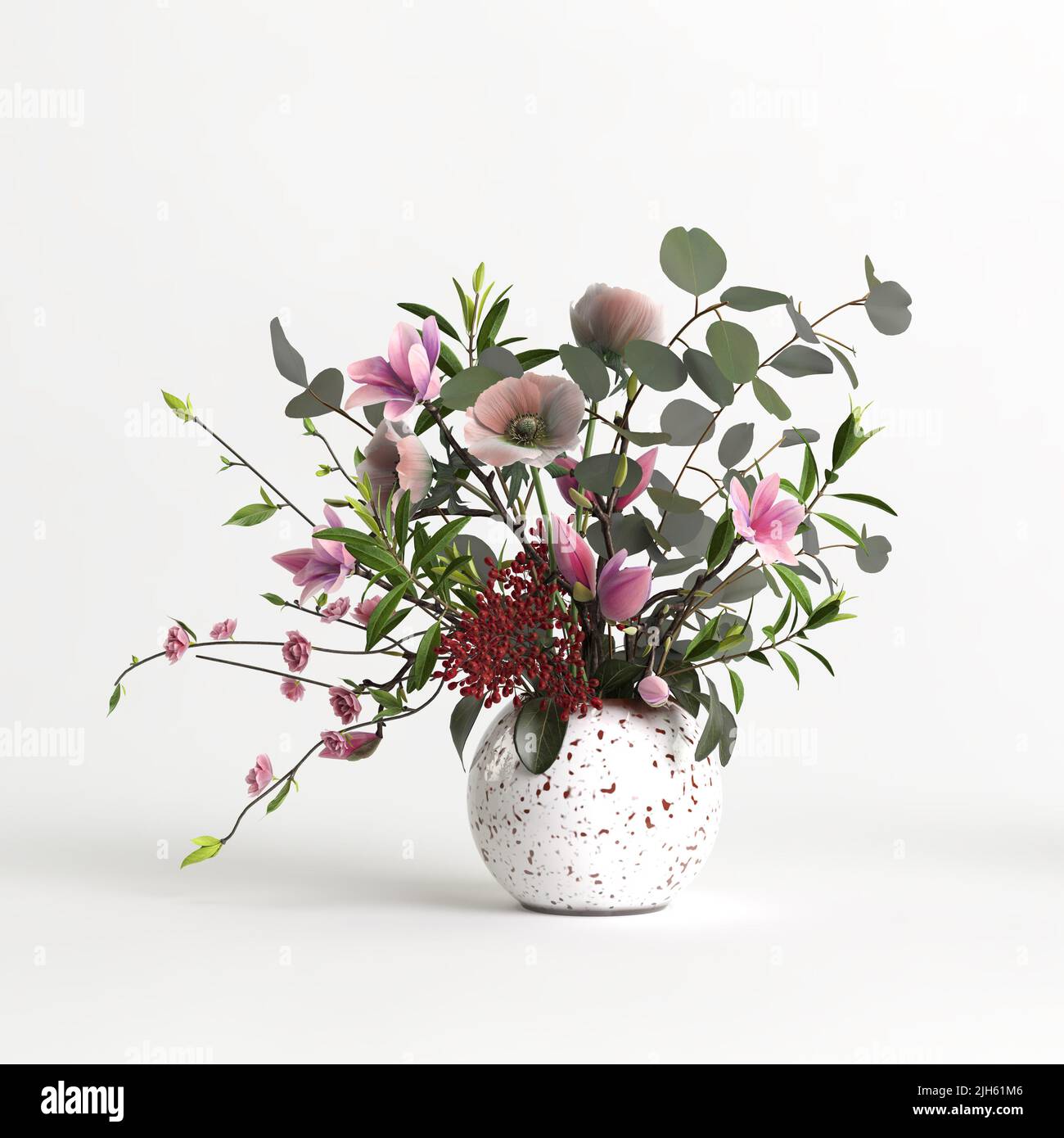 3d illustration of decorative flower vase inside isolated on white ...