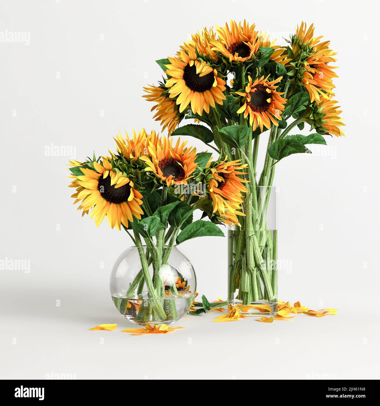 3d illustration of set decorative flower vase inside isolated on white ...