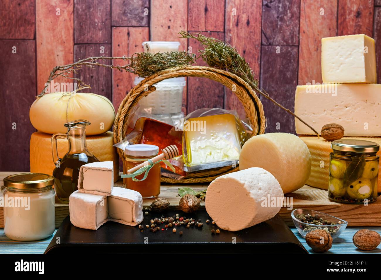Assortment of handmade goat cheeses Stock Photo - Alamy