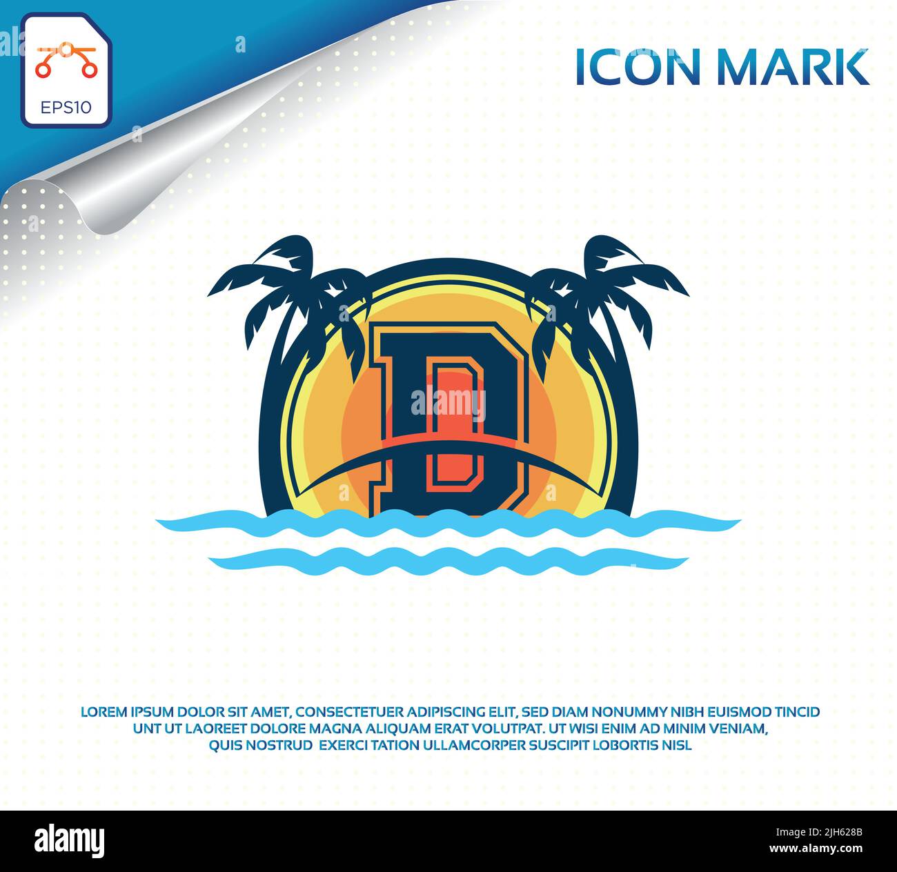 Beach logo with letter d premium vector Stock Vector Image & Art - Alamy