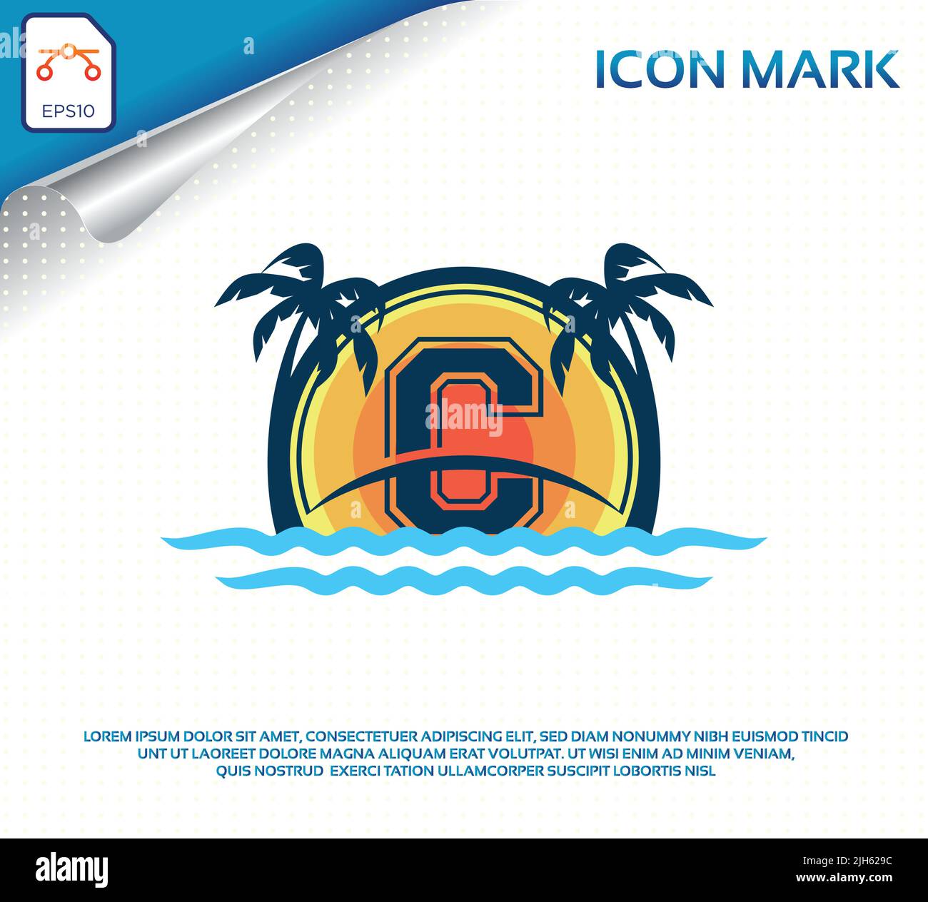 Beach logo with letter c premium vector Stock Vector Image & Art - Alamy