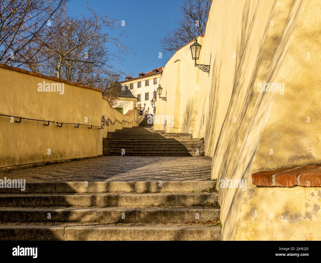 Narrow streets, stairs and wonderful palaces in Prague Castle. A unique ...