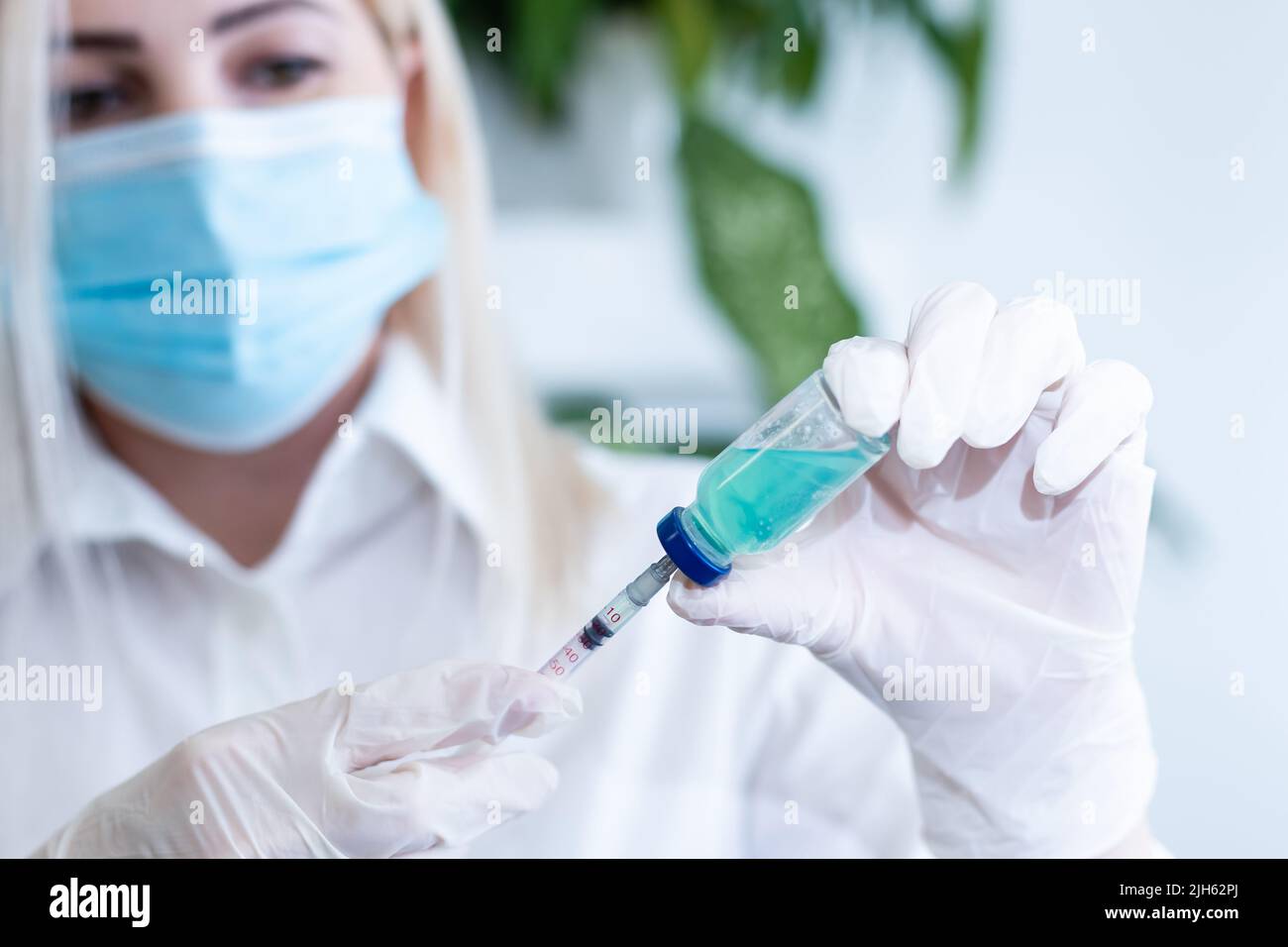 Medical treatment vaccine and syringe for injections. Prevention and ...