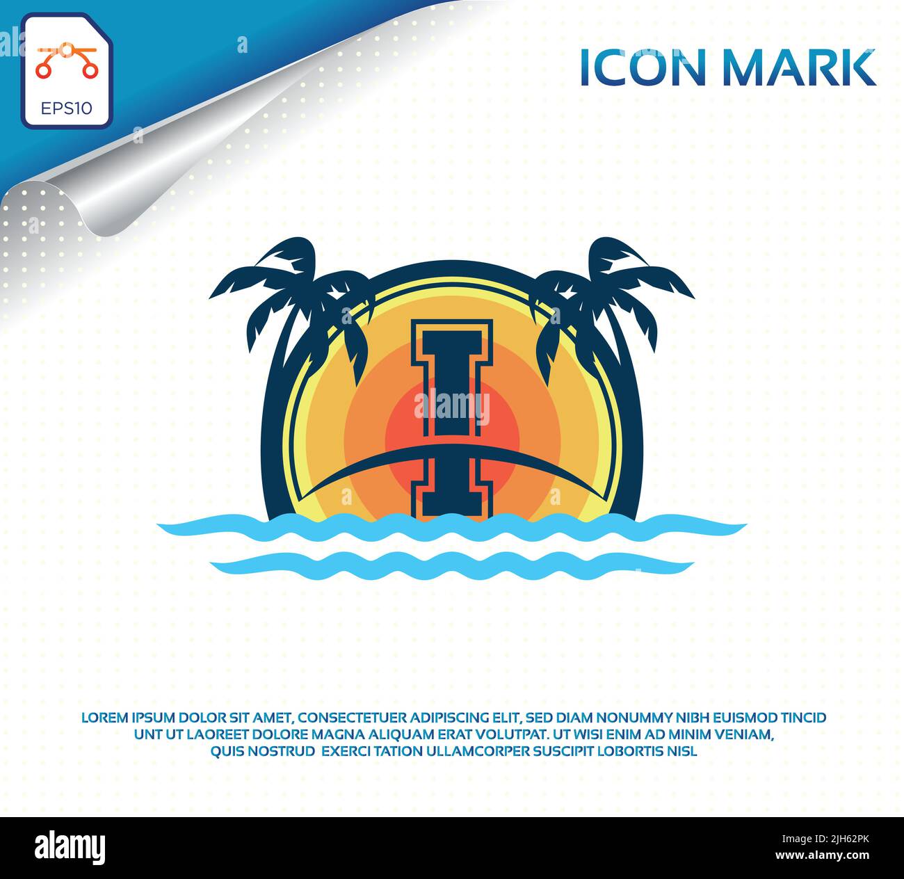 Beach logo with letter i premium vector Stock Vector Image & Art - Alamy